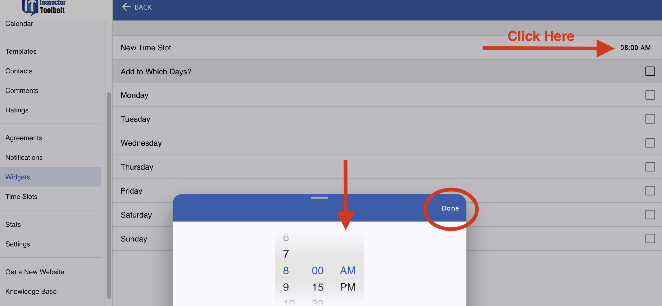 Setting Up Your Widget - Time Slots - & Scheduler - Inspector Toolbelt ...