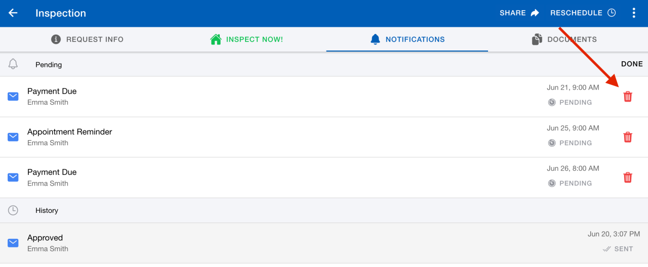How to Cancel/Delete Pending Notifications - Inspector Toolbelt Home ...