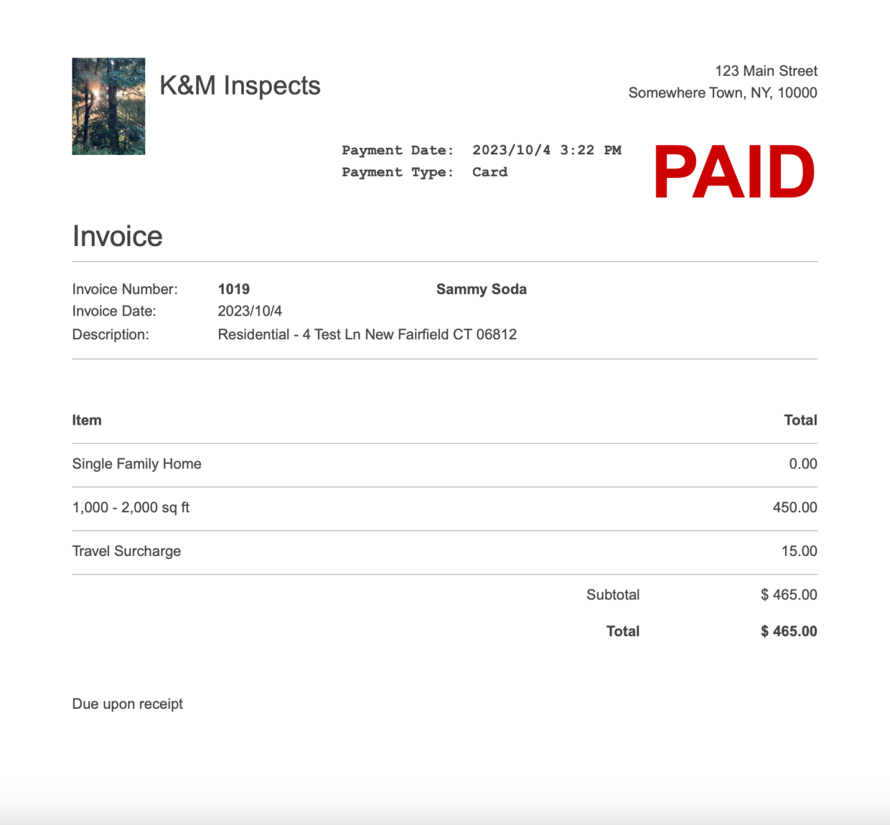 Invoice Paid Notification - Inspector Toolbelt Home Inspection Software App